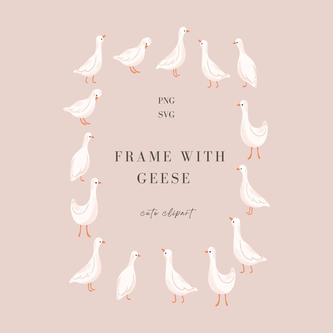 Wreath With Geese SVG, Cute Goose Clipart, Frame Goose SVG, Nursery ...