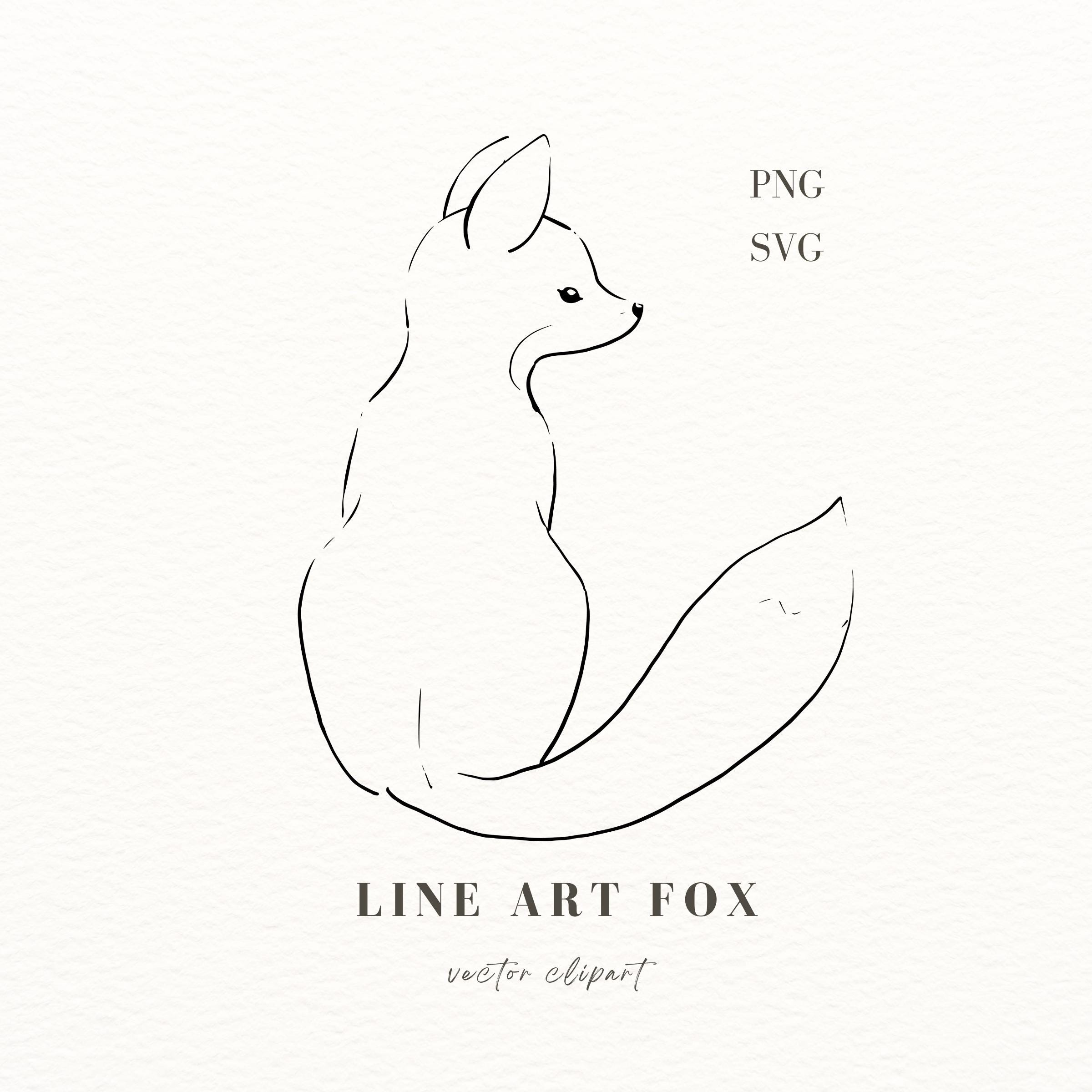 Line Art Fox, Hand-drawn Illustration (SVG, PNG) - Etsy