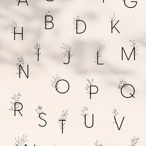 Delicate Floral Line Art Alphabet, Alphabet SVG, Letters With Flowers ...