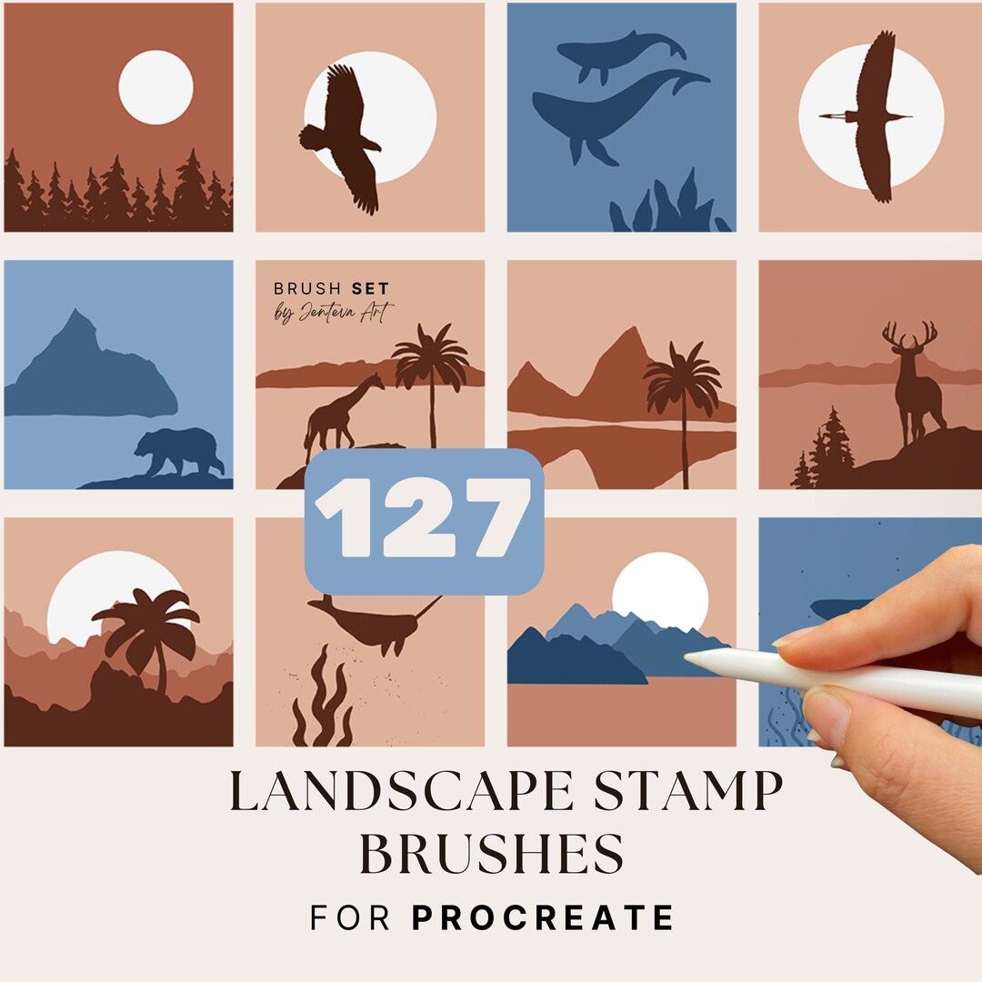 Procreate Landscape Stamp Brushes: Nature Scene Brush Set With ...