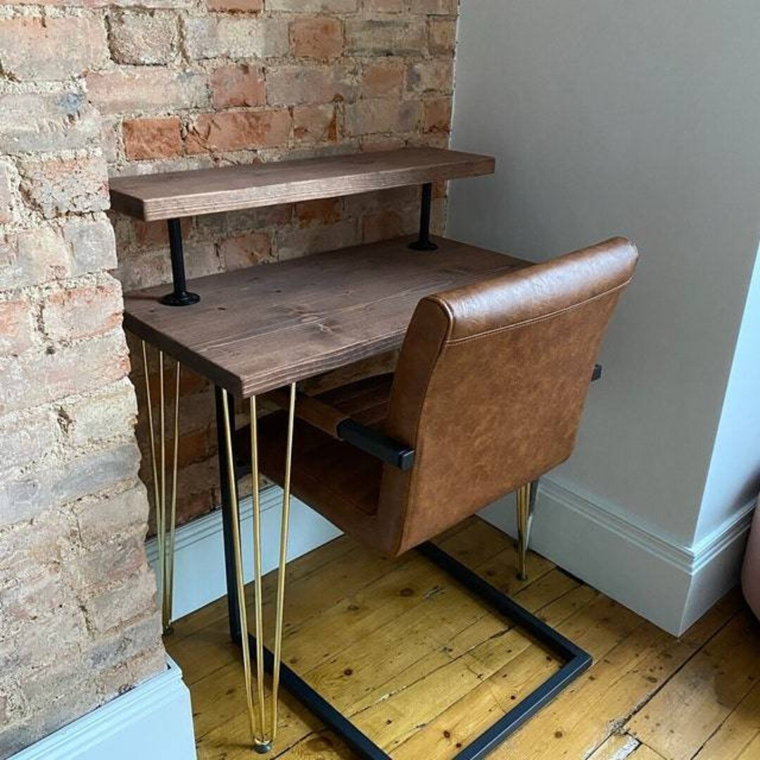 Boho // Rustic// Industrial Desk With Pipe Shelf - Etsy