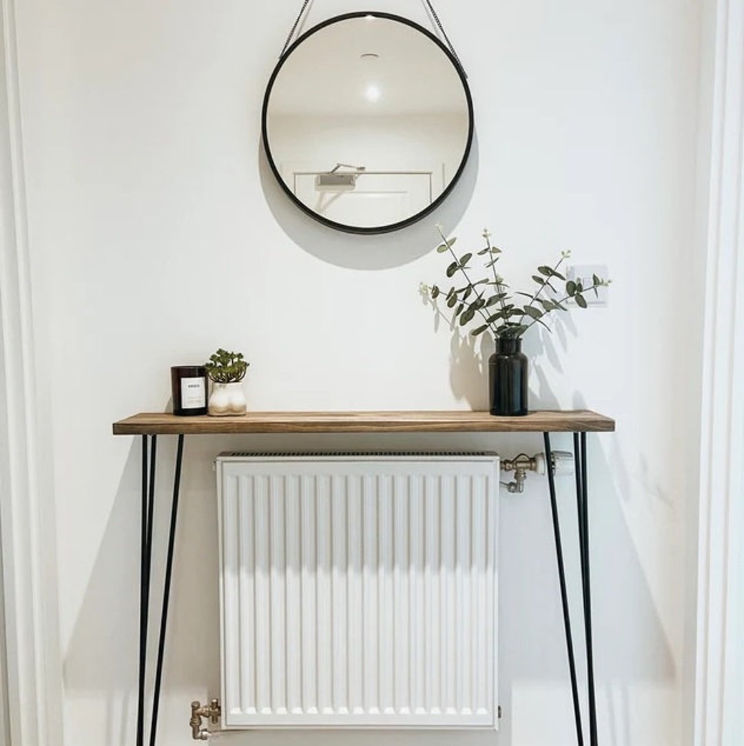 Rustic Hallway / Narrow Entryway Console Table With Steel 3 ROD Hairpin ...