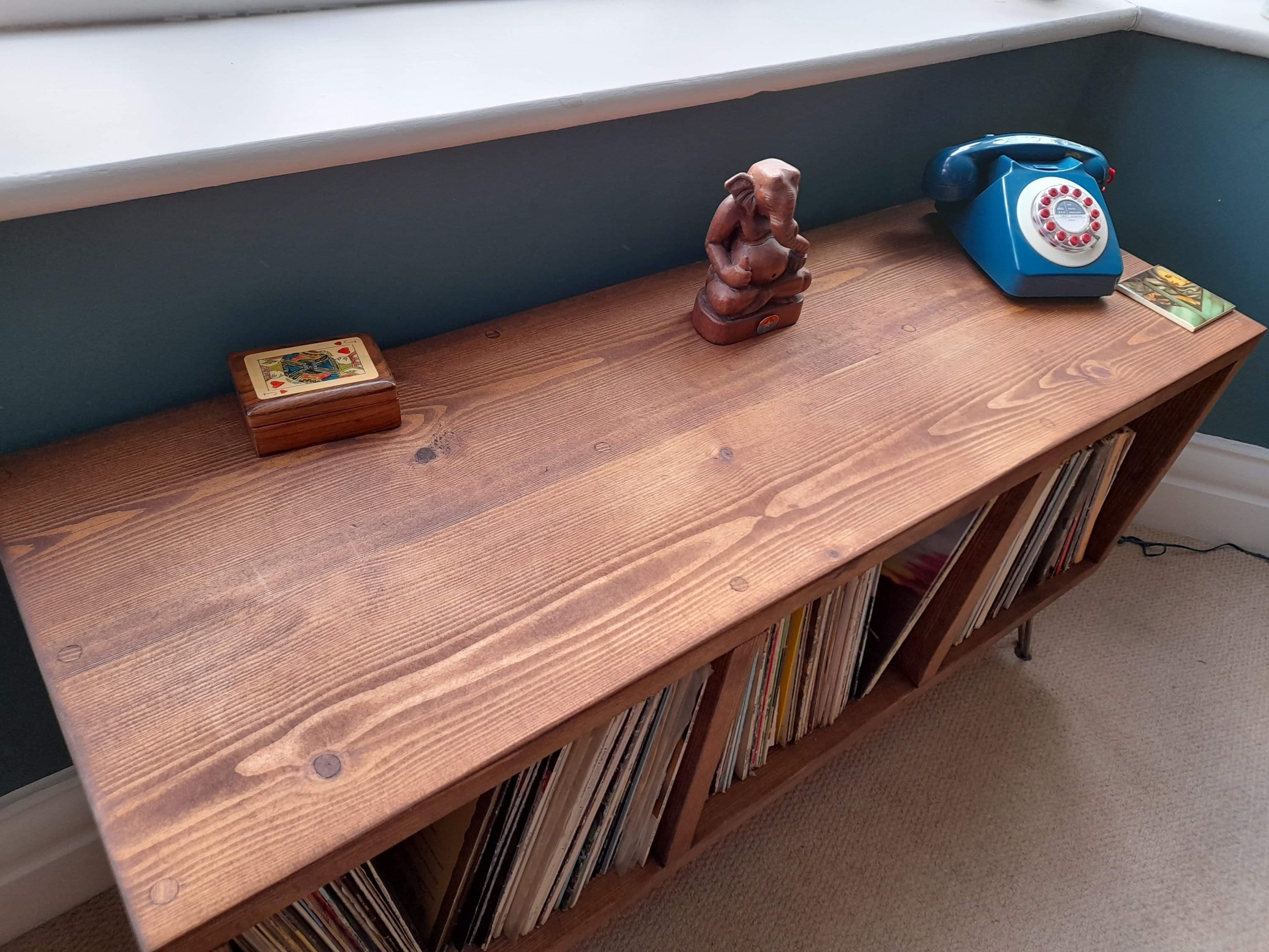 PRESLEY // Rustic / Boho Sustainable Solid Wood Record Storage Unit ...