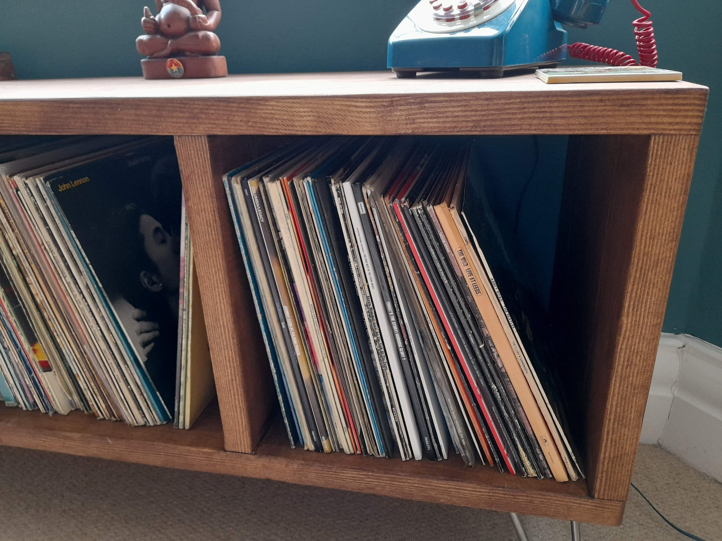 PRESLEY // Rustic / Boho Sustainable Solid Wood Record Storage Unit ...