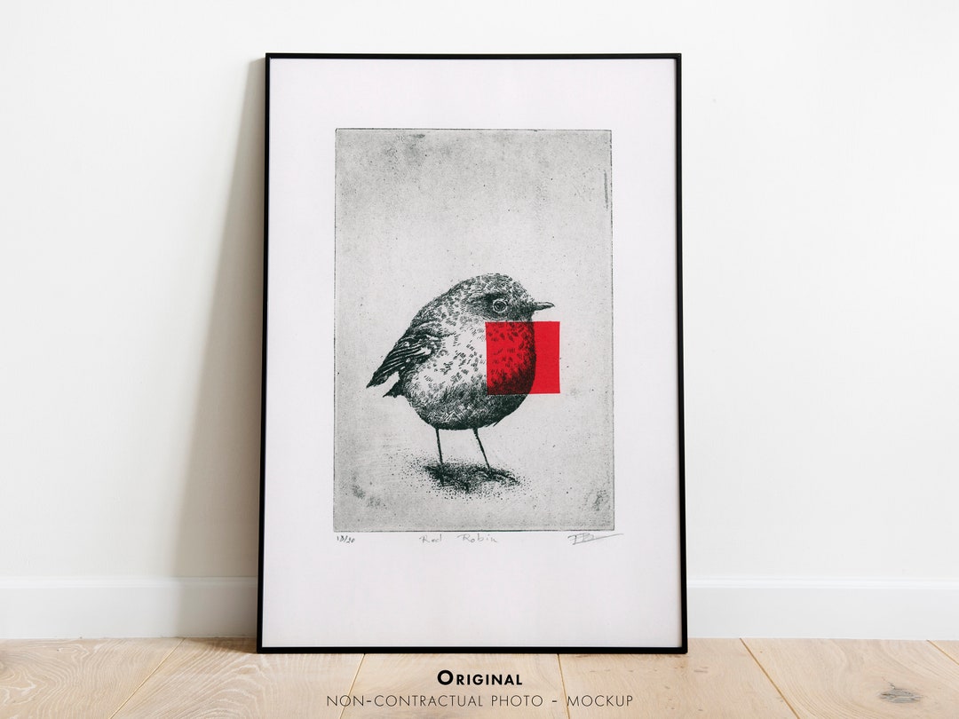 Etching Limited Edition Fine Art Print Red Robin - Etsy