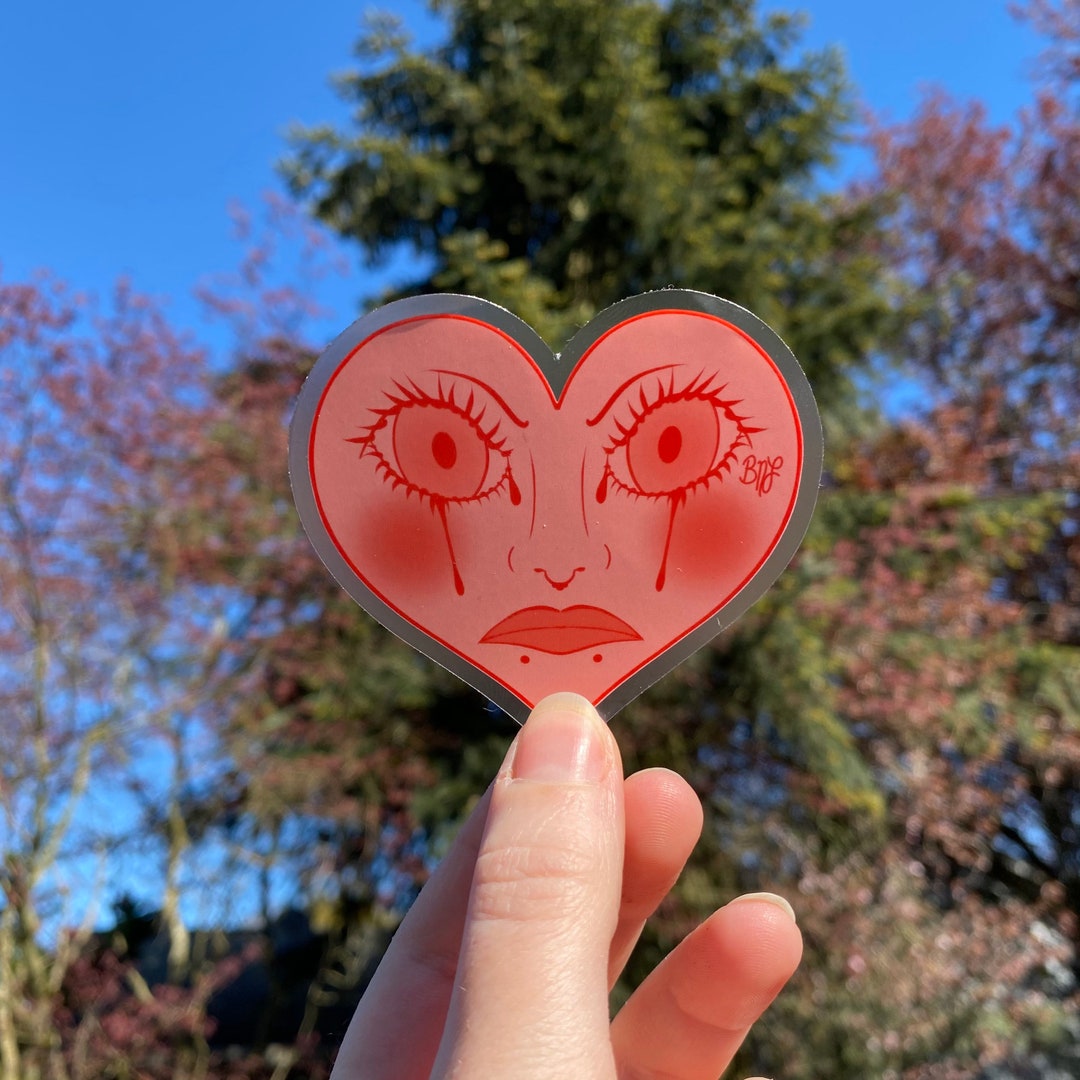 Crying Heart Sticker - Etsy