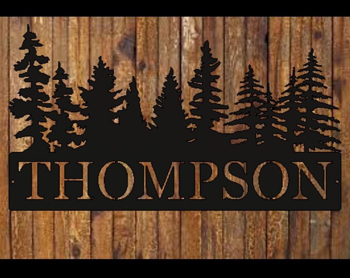 Custom Monogram Sign, Custom Family Name Sign With Trees, Metal Sign ...