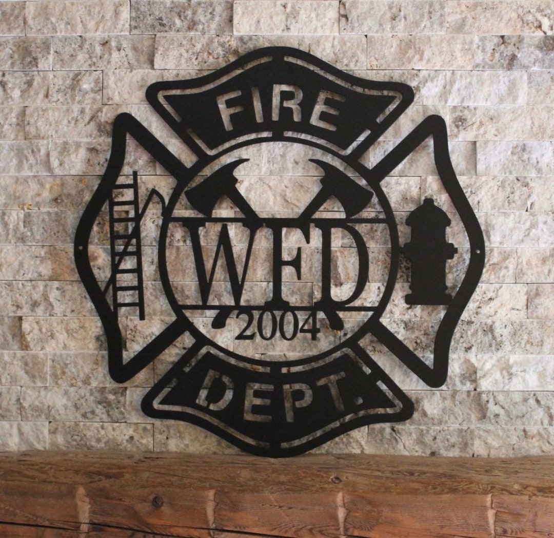Custom Firefighter Metal Sign With Axes, Maltese Cross Sign ...