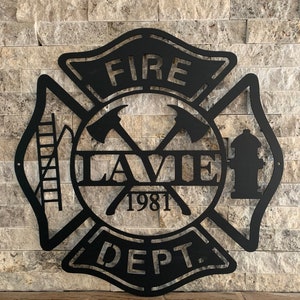Custom Firefighter Metal Sign With Axes, Maltese Cross Sign ...