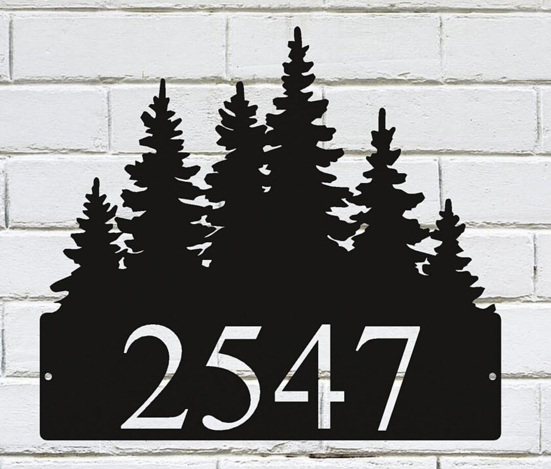 Pine Tree Address Sign , House Numbers , Metal Sign, Pine Trees ...