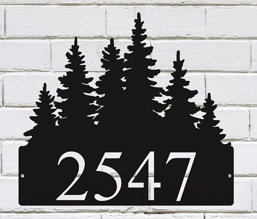 Pine Tree Address Sign , House Numbers , Metal Sign, Pine Trees ...