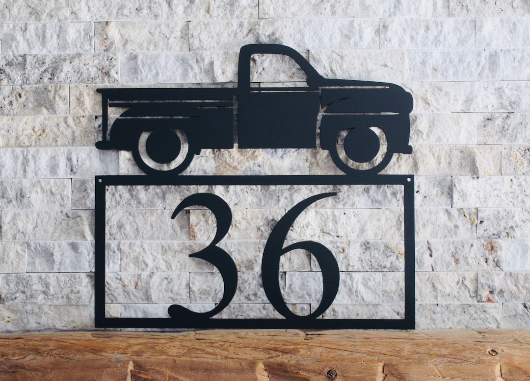 Custom Pick-up Truck Address Sign, House Numbers, Truck Sign, Custom ...