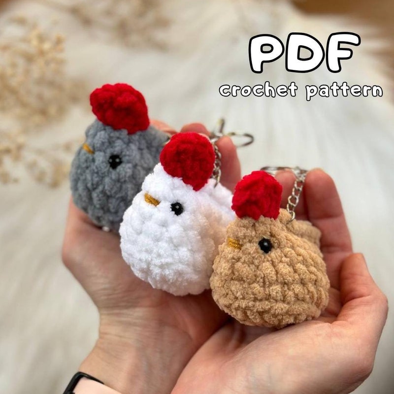 Plush Mini Chicken Keychain - Etsy