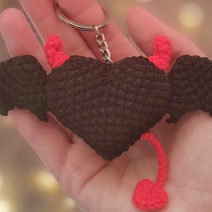 Keychains Devil&angel With Wings Crochet Heart Keychain Pattern ...