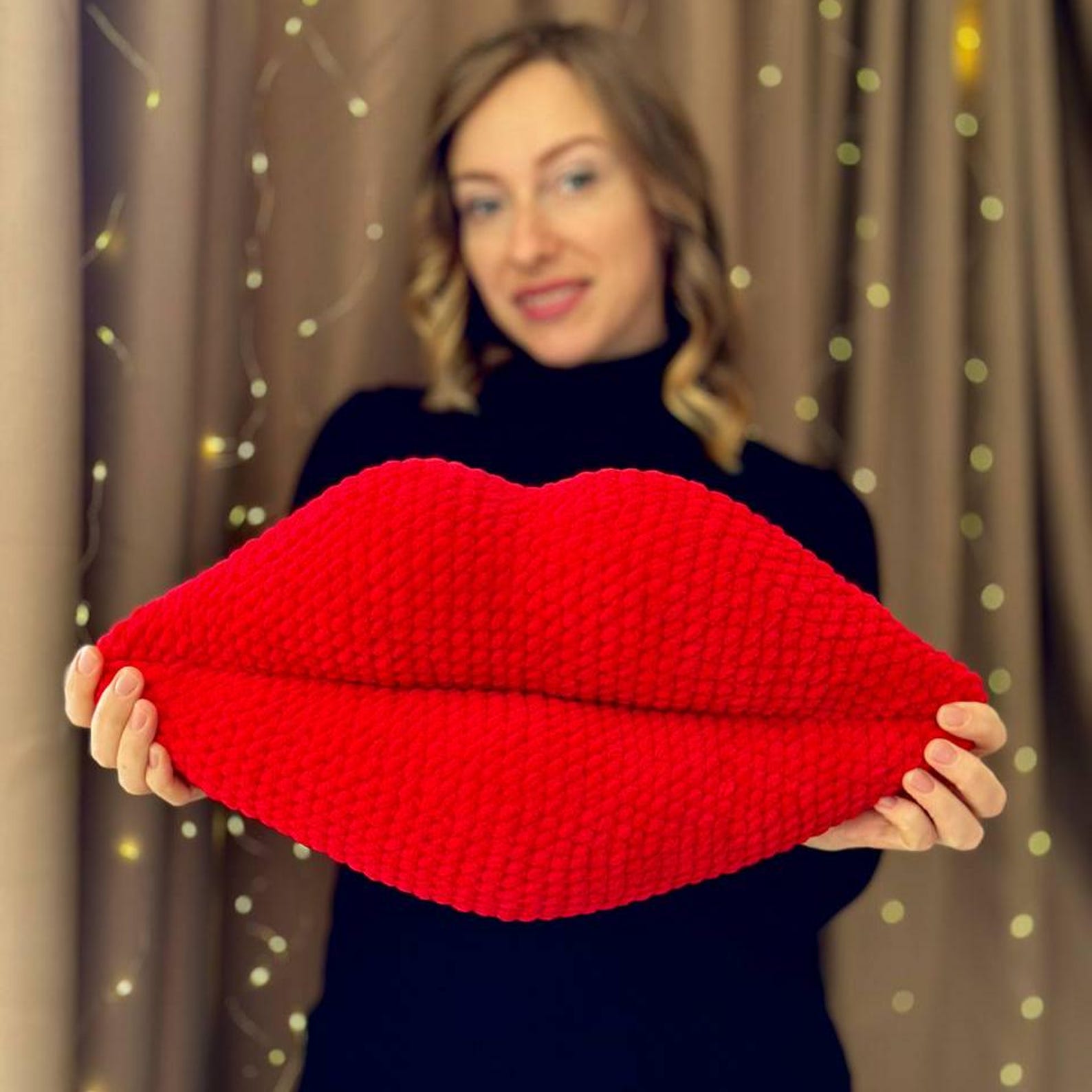 Plush Lips Pillow Crochet Pattern Valentines Gift Amigurumi Pattern ...