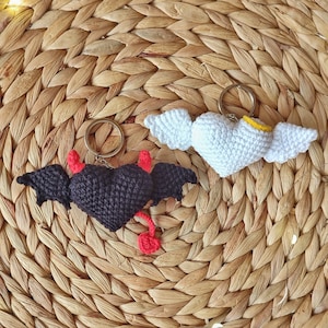Keychains Devil&angel With Wings Crochet Heart Keychain Pattern ...
