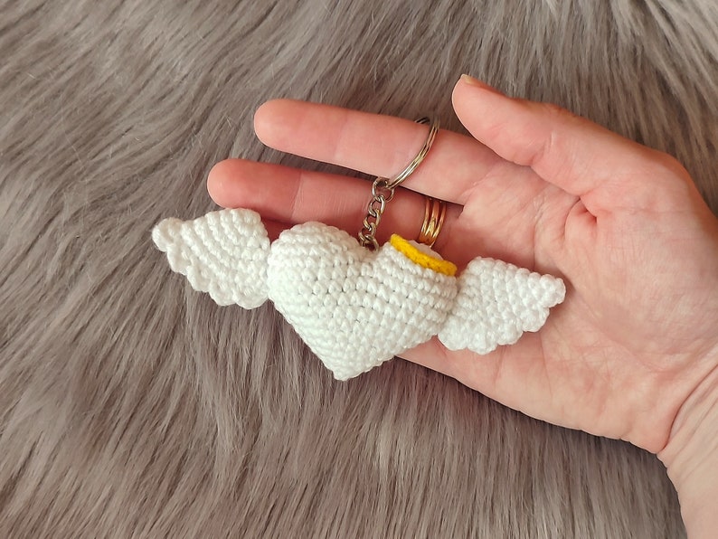 Keychains Devil&angel With Wings Crochet Heart Keychain - Etsy