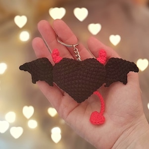 Keychains Devil&angel With Wings Crochet Heart Keychain Pattern ...