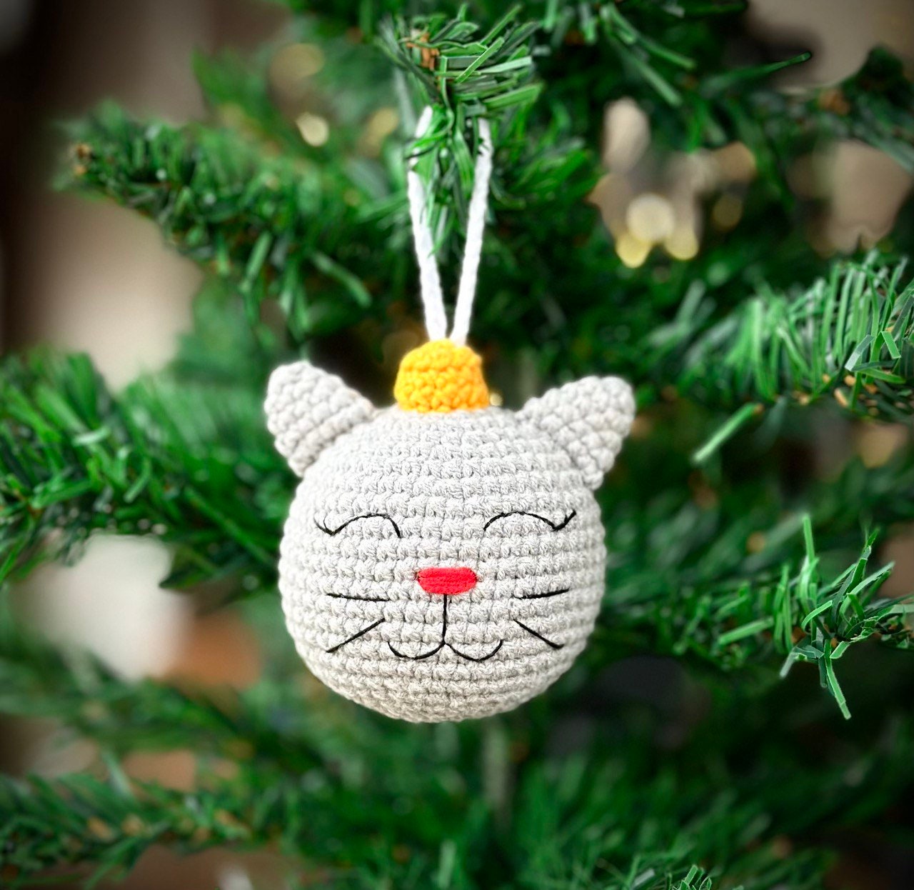 Crochet Christmas Tree Ornaments PDF Pattern: Reindeer, Kitty, Snowman ...