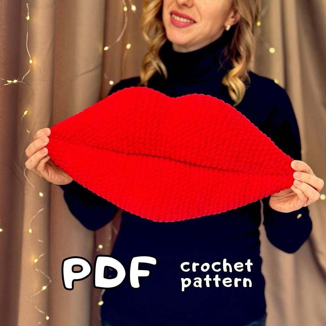 Plush Lips Pillow Crochet Pattern Valentines Gift Amigurumi Pattern ...