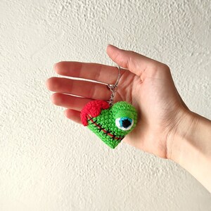 Crochet Scary Heart Pattern,devil's Heart Pattern, Heart Bat Keychain ...