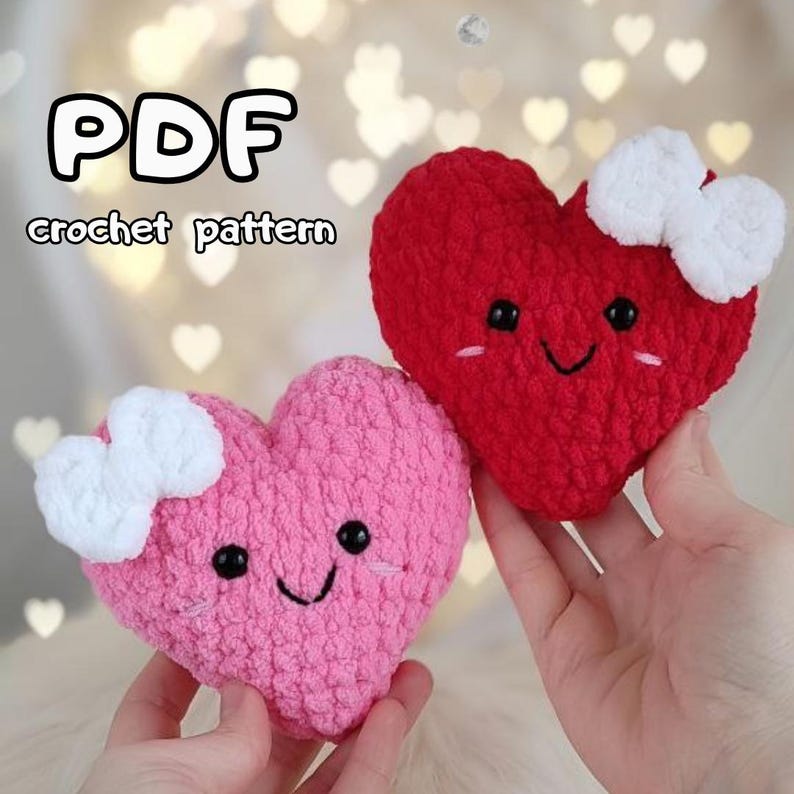 Cute Amigurumi Plush Heart Crochet Pattern PDF – Plush Valentine Heart ...