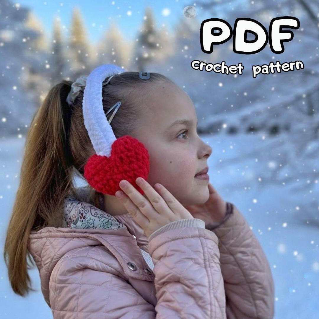 Crochet Heart Earmuffs Pattern, Chunky Yarn Ear Warmers (PDF Pattern ...