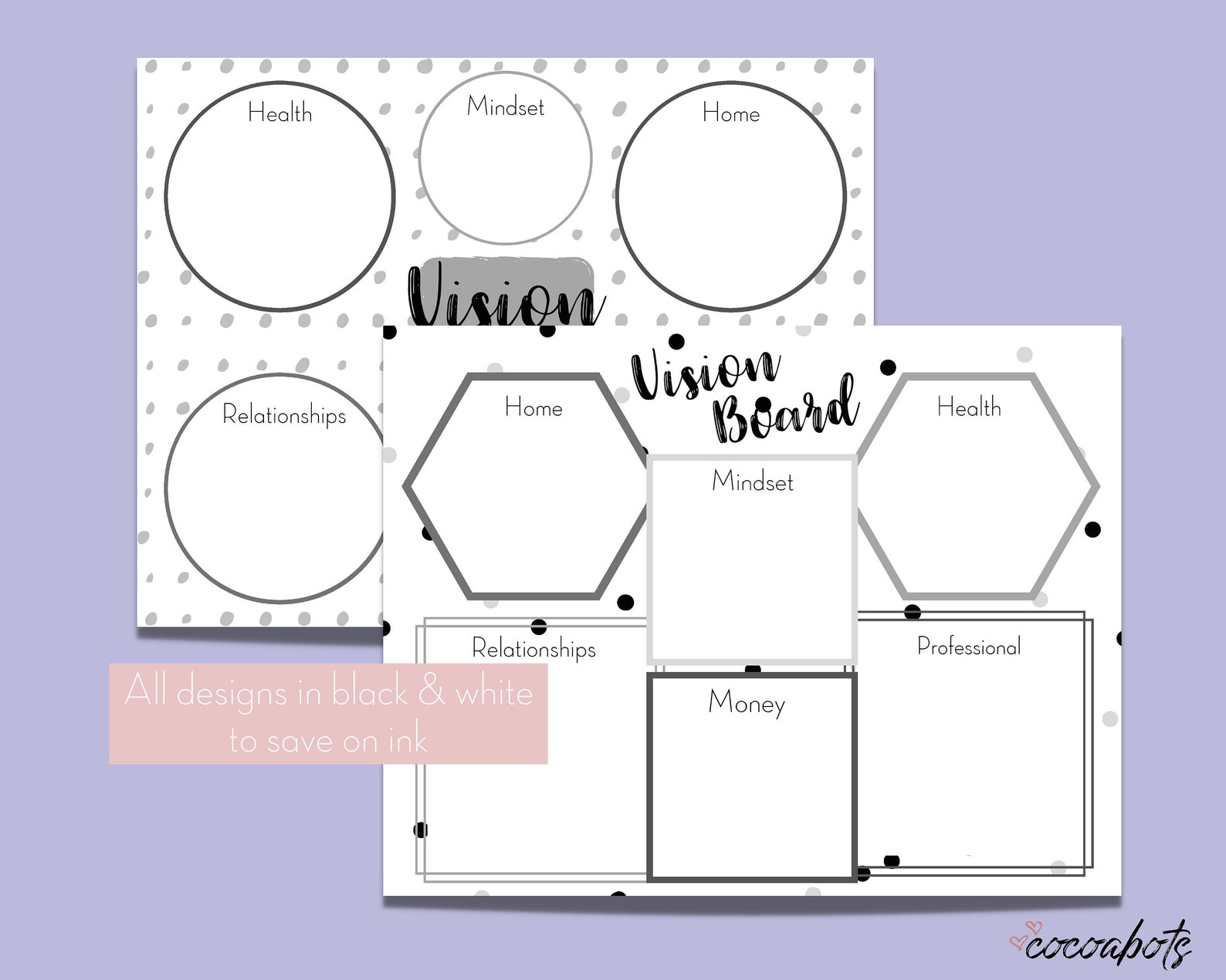 Minimalist Printable Vision Board Bundle Printable Dream Board Simple