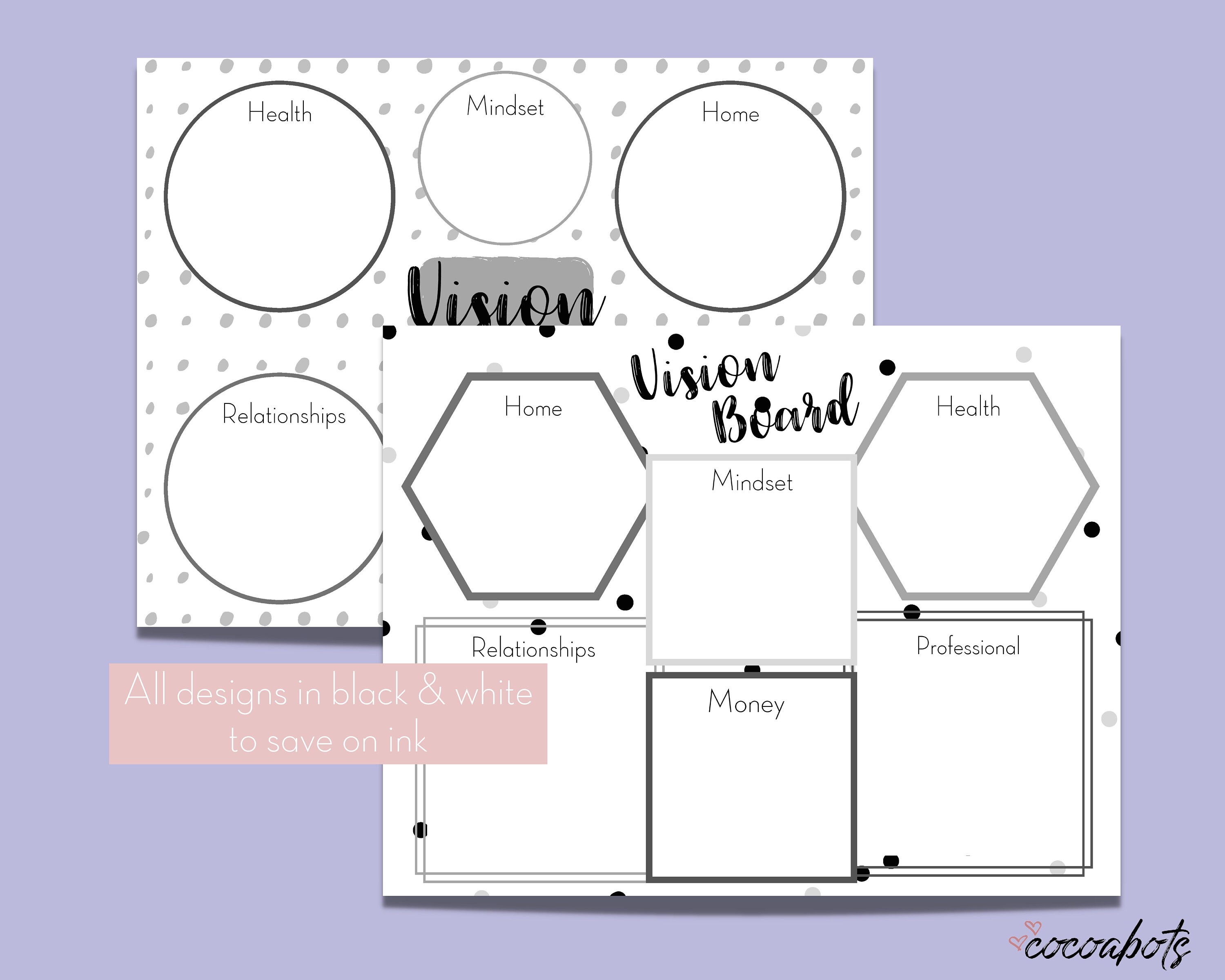 Minimalist Printable Vision Board Bundle, Printable Dream Board, Simple ...