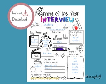 End of Year Kids Interview Printable, End of School Year Questions ...