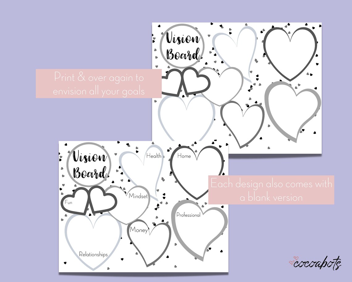 Minimalist Printable Vision Board Bundle, Printable Dream Board, Simple ...