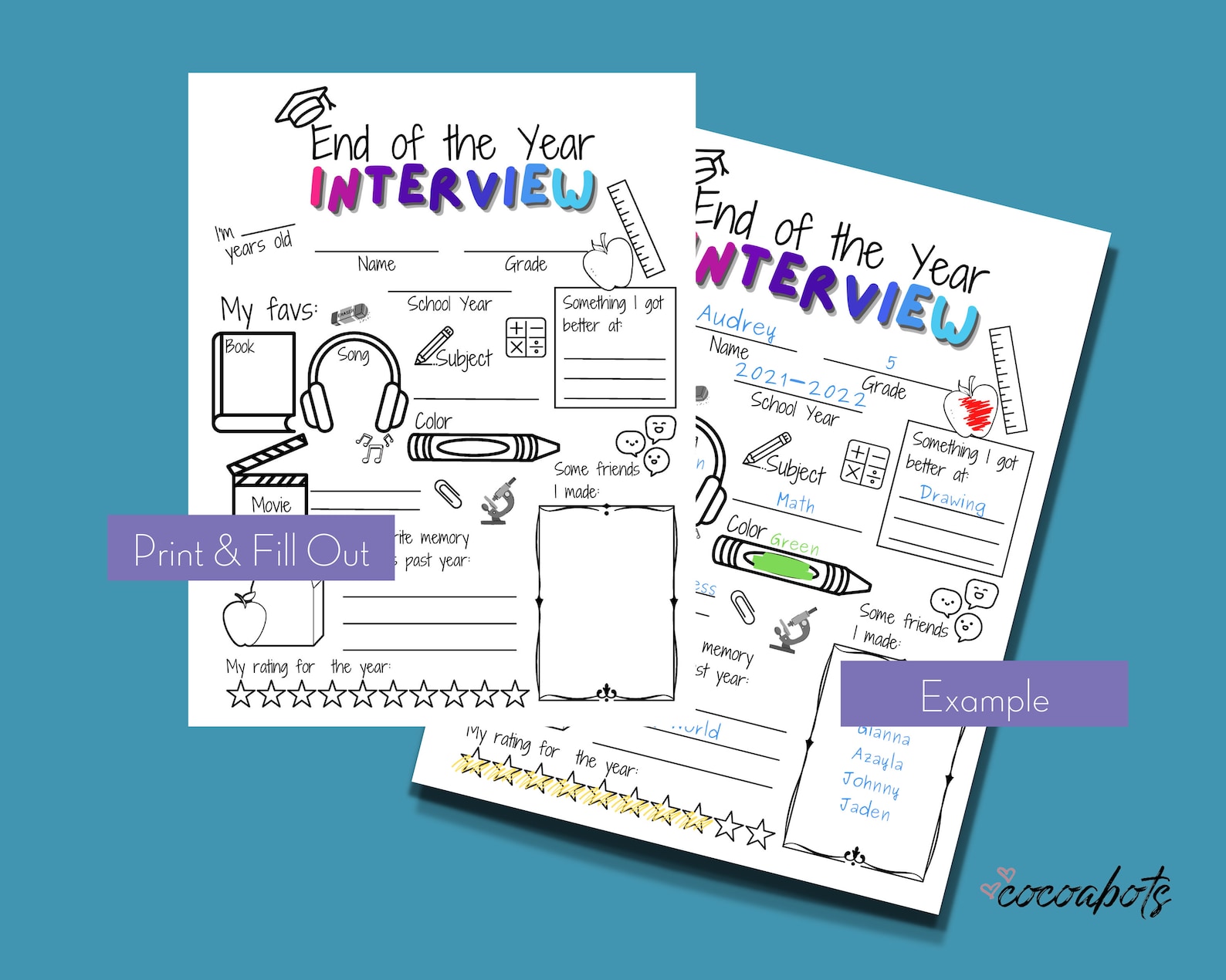 End of Year Kids Interview Printable, End of School Year Questions ...