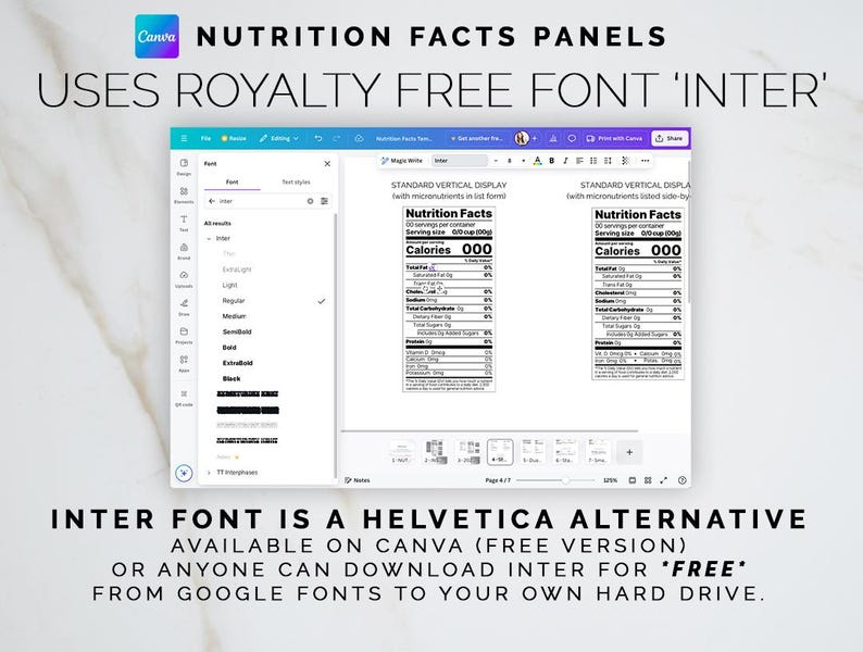 Nutrition Facts Template Bundle | Editable CANVA Template Label Designs ...