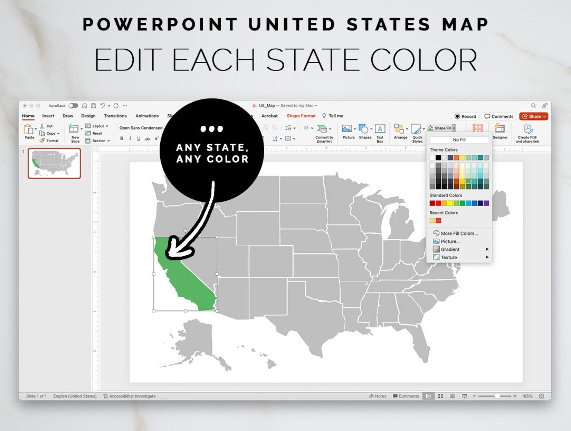 United States Map Powerpoint Template | Editable Template ...
