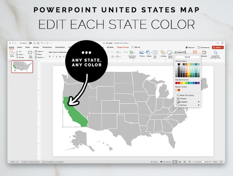 United States Map Powerpoint Template | Editable Template ...
