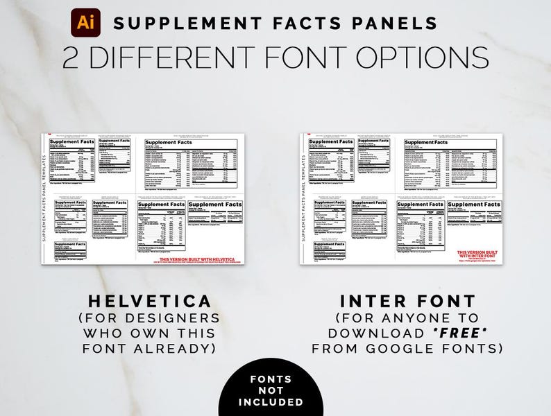 Supplement Facts Panel Template Bundle | Editable Adobe Template Label ...