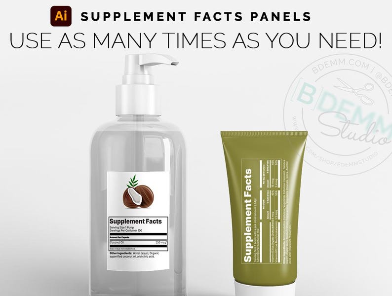 Supplement Facts Panel Template Bundle | Editable Adobe Template Label ...