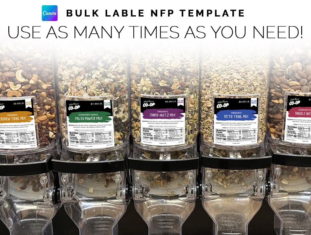 Bulk Food Label Template | 4x4” Editable Nutrition Facts Label | Canva ...