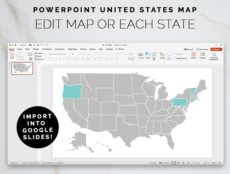 United States Map Powerpoint Template | Editable Template ...