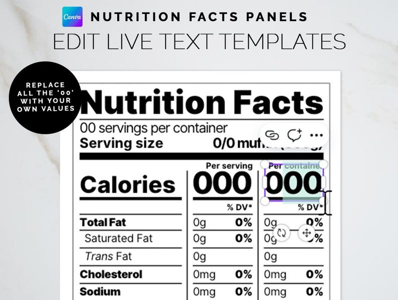 Nutrition Facts Template Bundle | Editable CANVA Template Label Designs ...