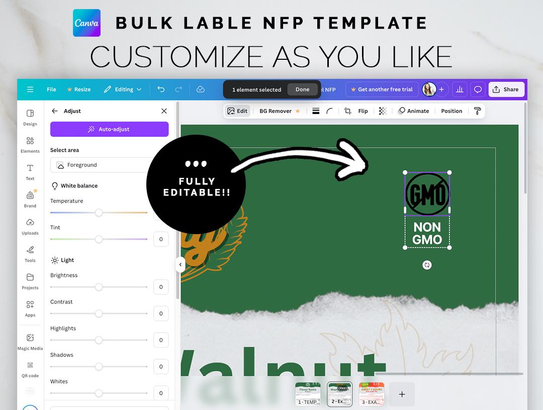 Bulk Food Label Template | 4x4” Editable Nutrition Facts Label | Canva ...