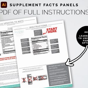Supplement Facts Panel Template Bundle | Editable Adobe Template Label ...