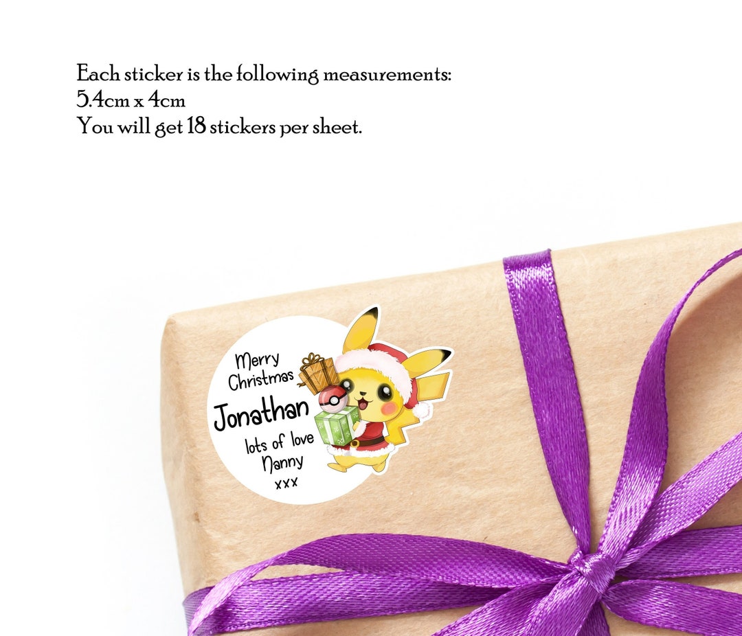Pikachu Inspired Christmas Stickers/gift Labels - Etsy