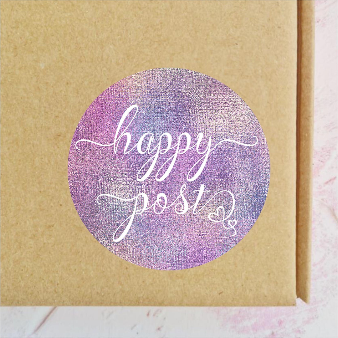 Holographic Metallic Effect Happy Post Stickers - Etsy