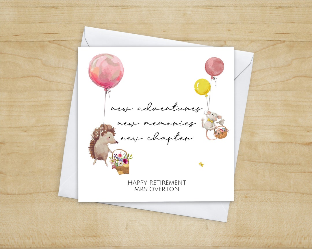 Cute Animal Balloons Retirement Card - Etsy