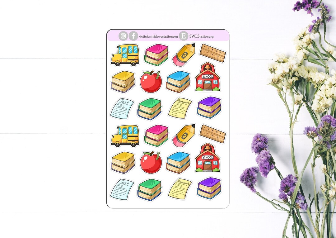 School Clipart Mini Planner Stickers - Etsy