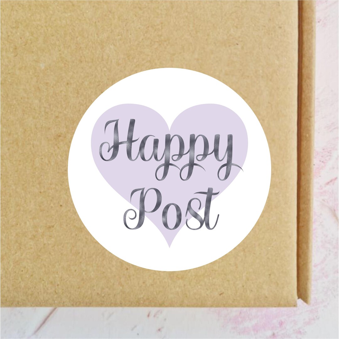 Lilac Heart Happy Post Stickers - Etsy
