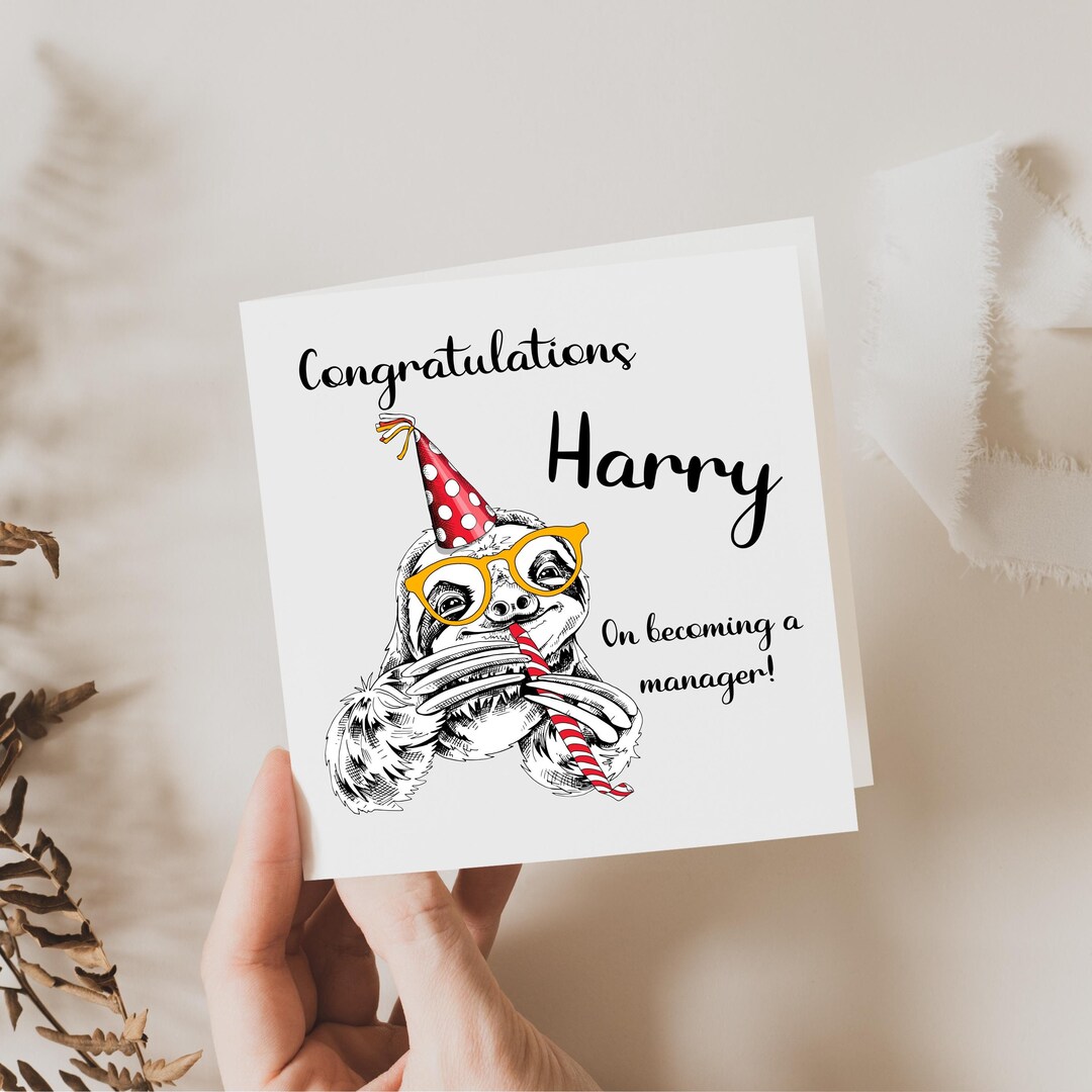 Congratulations Sloth Party Blower Card - Message Can Be Changed - Etsy
