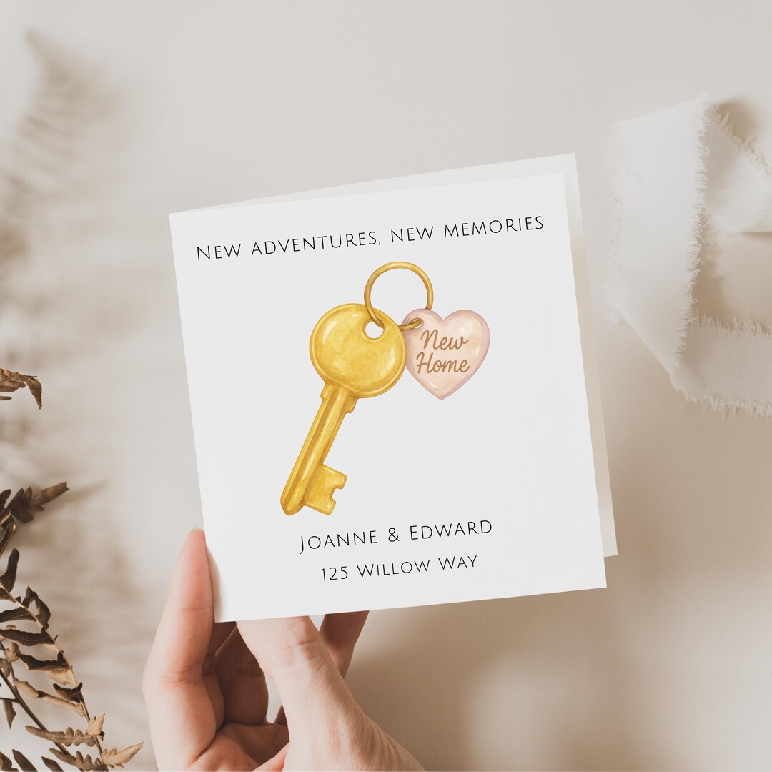 Personalised New Home - Gold Key Card - Etsy