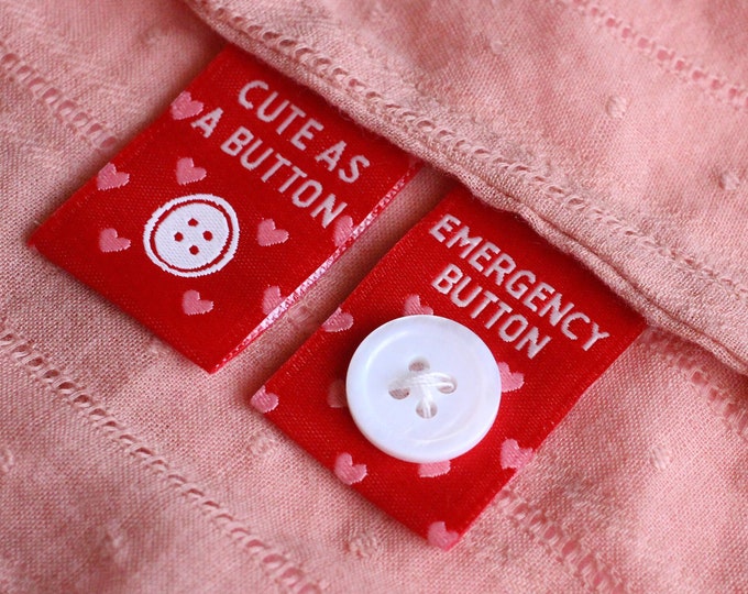 Sewing Labels for Spare Button | Pack of 6 Woven Labels "emergency ...